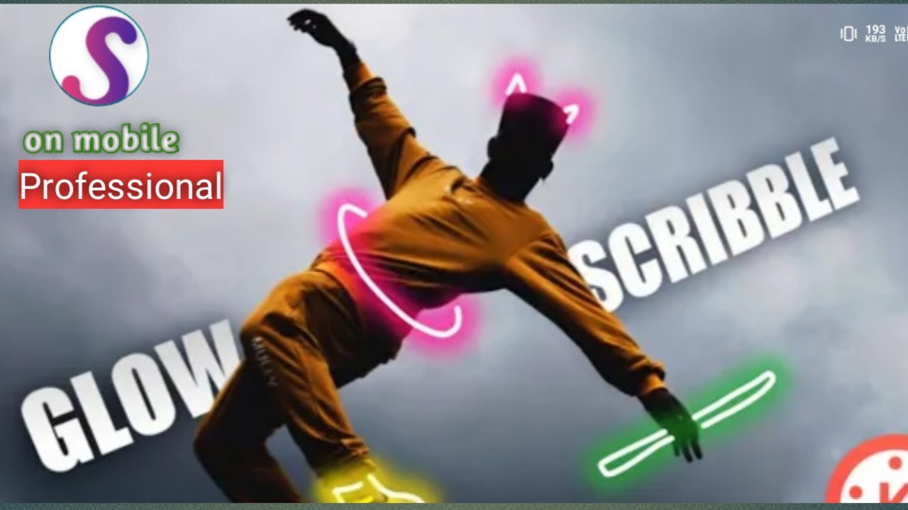 professional glowing scribble effect on mobile ll easy way - YouTube