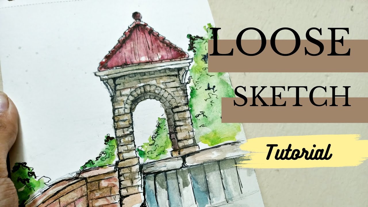 Loose Sketching tutorial using watercolor for beginners - YouTube