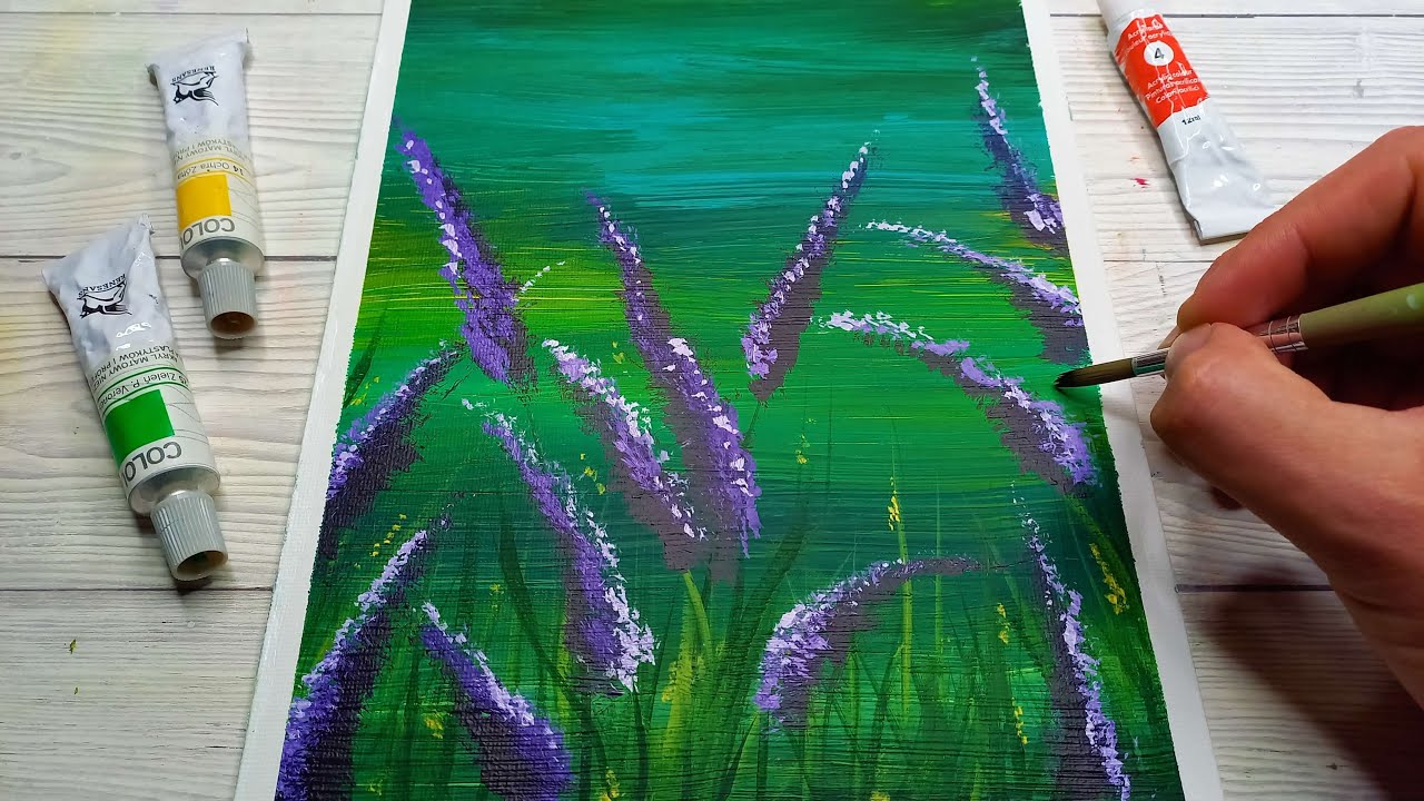 Cum se Picteaza Lavanda💜Pictez Flori | Pictura de Primavara Pas cu Pas ...