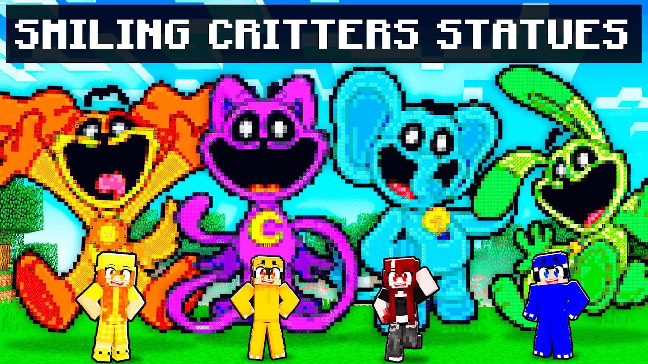 Minecraft SMILING CRITTERS Statue Battle! - YouTube