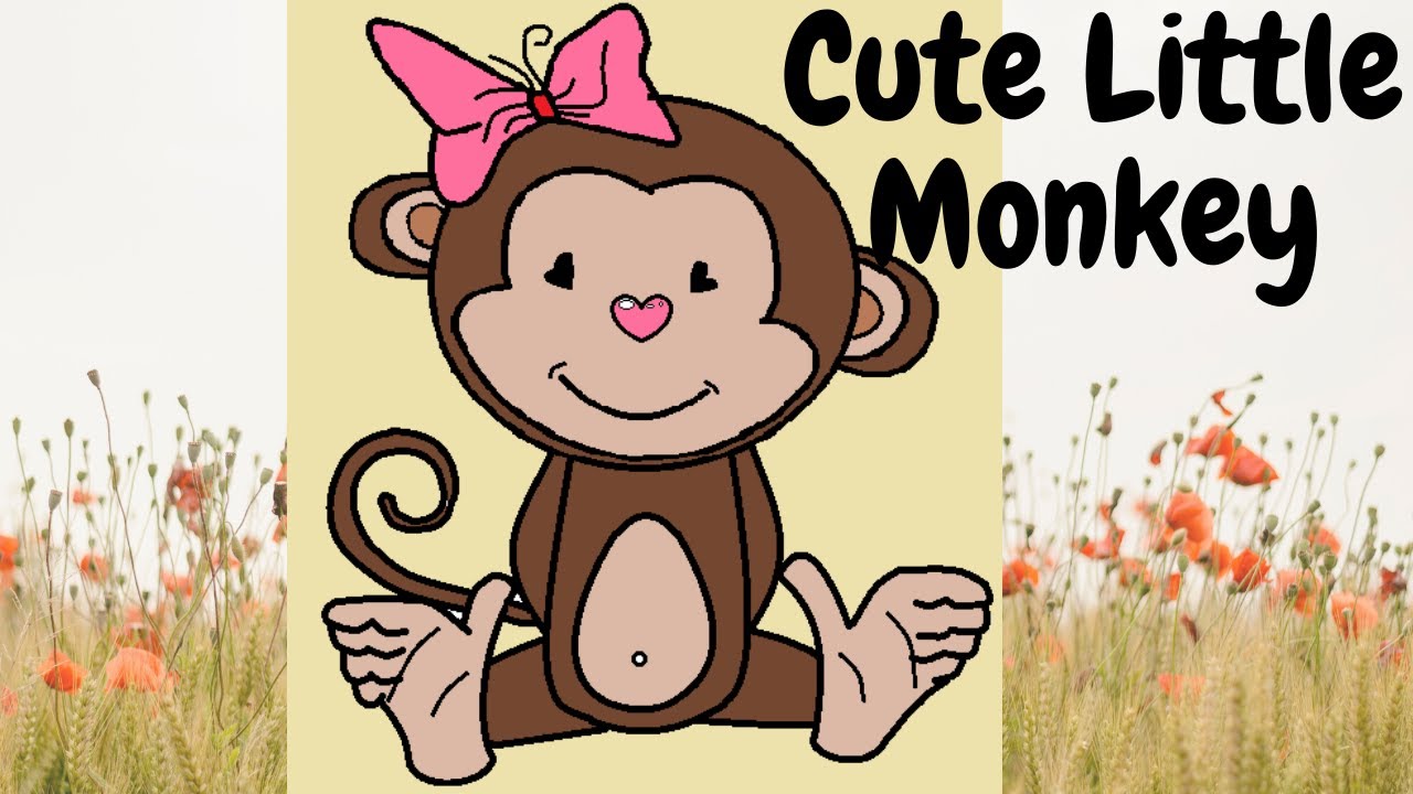 Monkey Drawing & Coloring With Five Little Monkey Song Using MS Paint ...