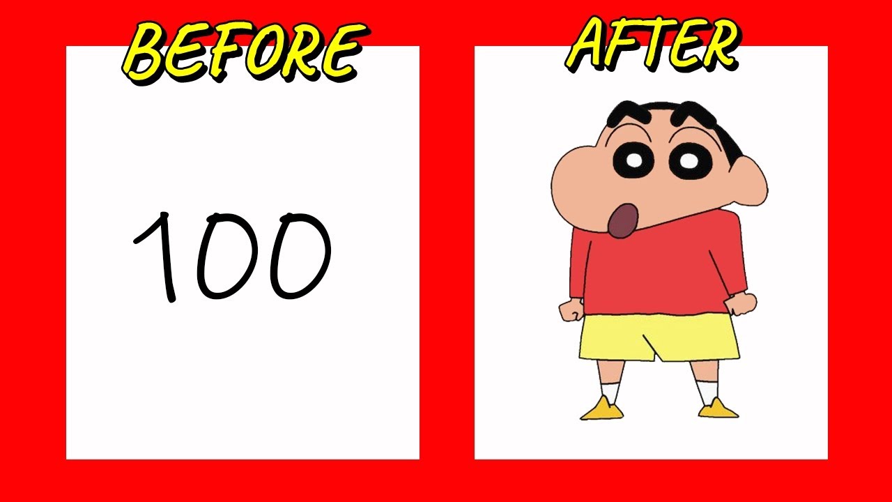 How to draw Shinchan With Number 100 easy for beginners - YouTube