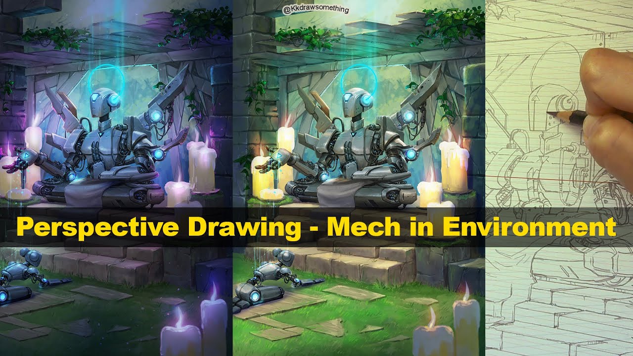 How to do Perspective Drawing (Mech in Environment in 2 point perspective) - YouTube