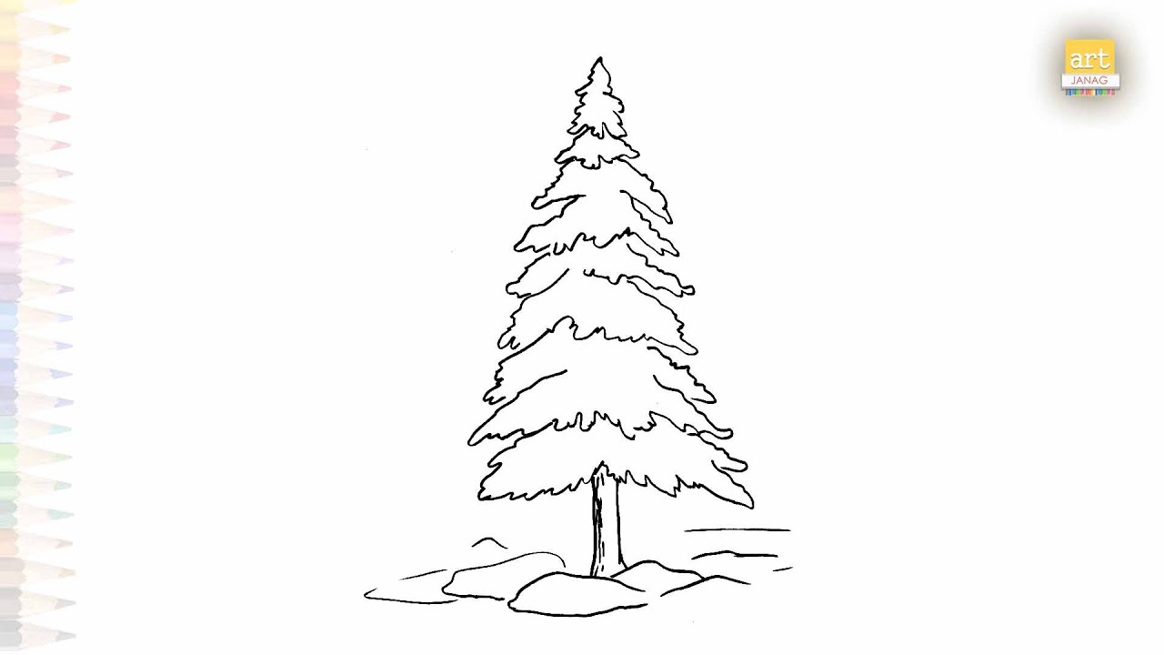 Pine tree drawings easy | Christmas tree drawings | How to draw A Fir ...
