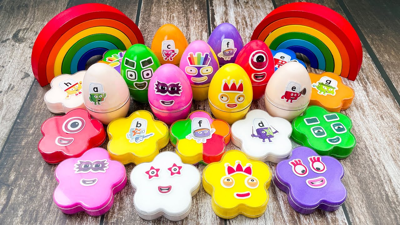 Rainbow Egg: Finding Numberblocks, Alphablocks With CLAY in Dinosaur ...