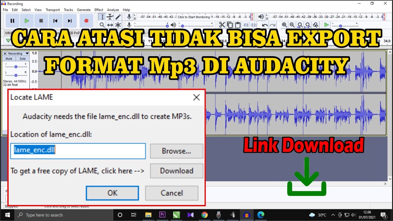 Cara Atasi Eror Export File MP3 "Lame_enc.dll" Di Audacity || Link ...