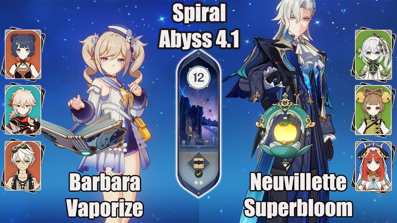 C5 Barbara Vaporize And C0 Neuvillette Bloom SPIRAL ABYSS 4.1 - Genshin ...
