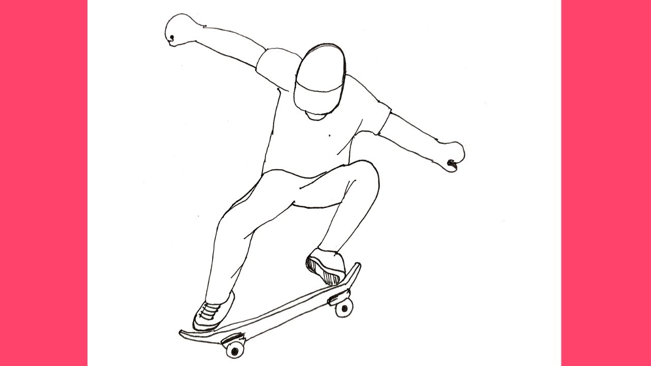 How To Draw A Skateboarder Doing A Kickflip | Cách vẽ người đang lướt ...