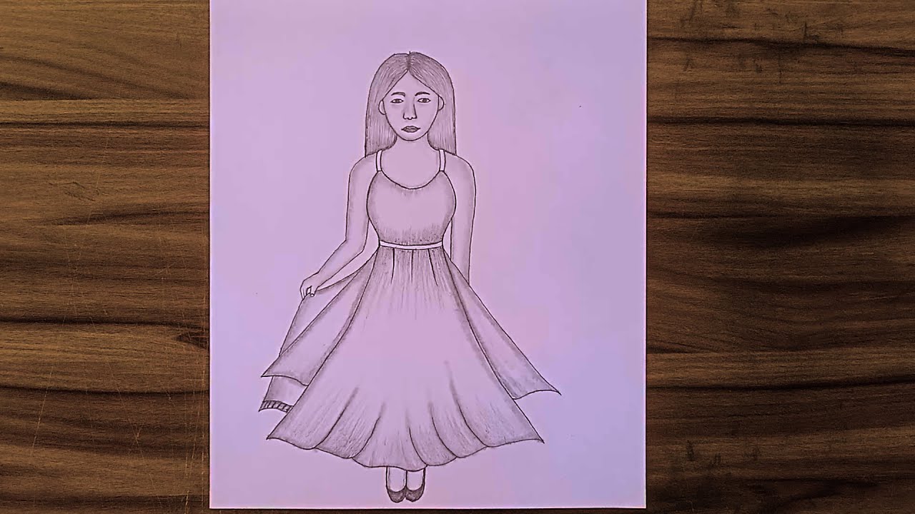 How to draw a girl with a pencil sketch? front side girl drawing. easy ...