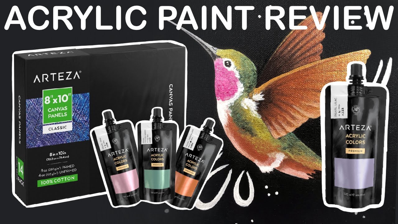 ARTEZA REVIEW | Acrylic Paint & Canvas Panels | Metallic Acrylics - YouTube