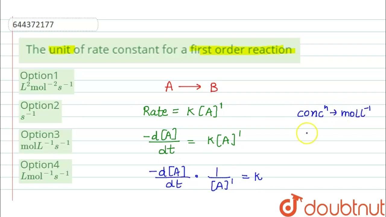 The unit of rate constant for a first order reaction | 12 | CHEMICAL KINETICS | CHEMISTRY | AAK ...