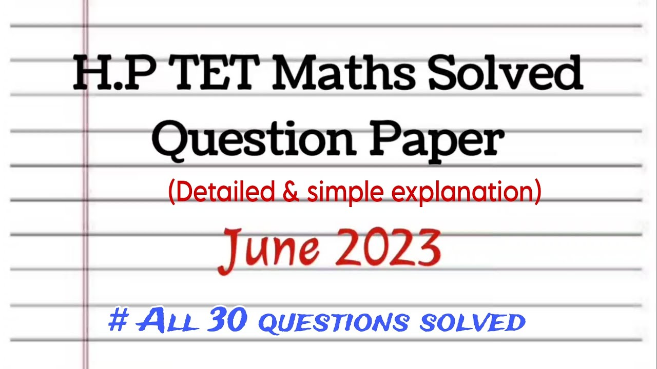 HP TET maths solved paper June 2023 - YouTube