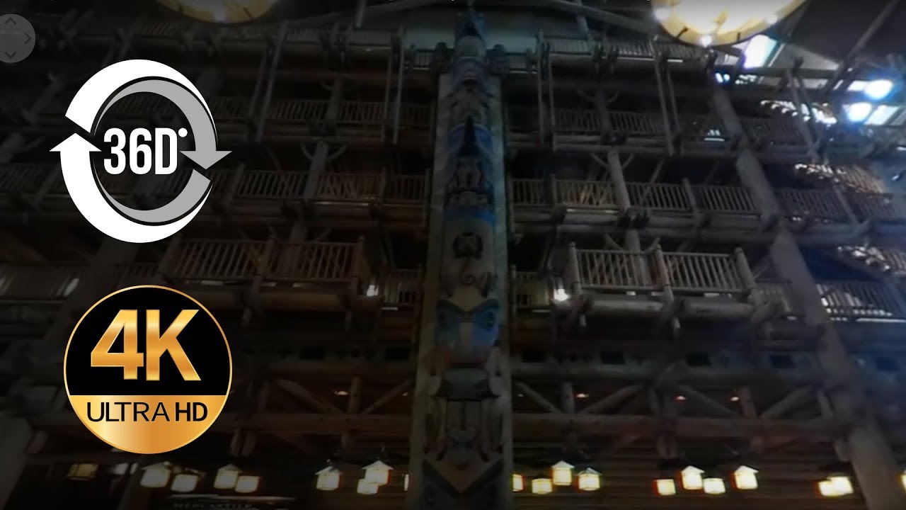 360 Degree view of Disney World Wilderness Lodge Lobby in 4k with the ...