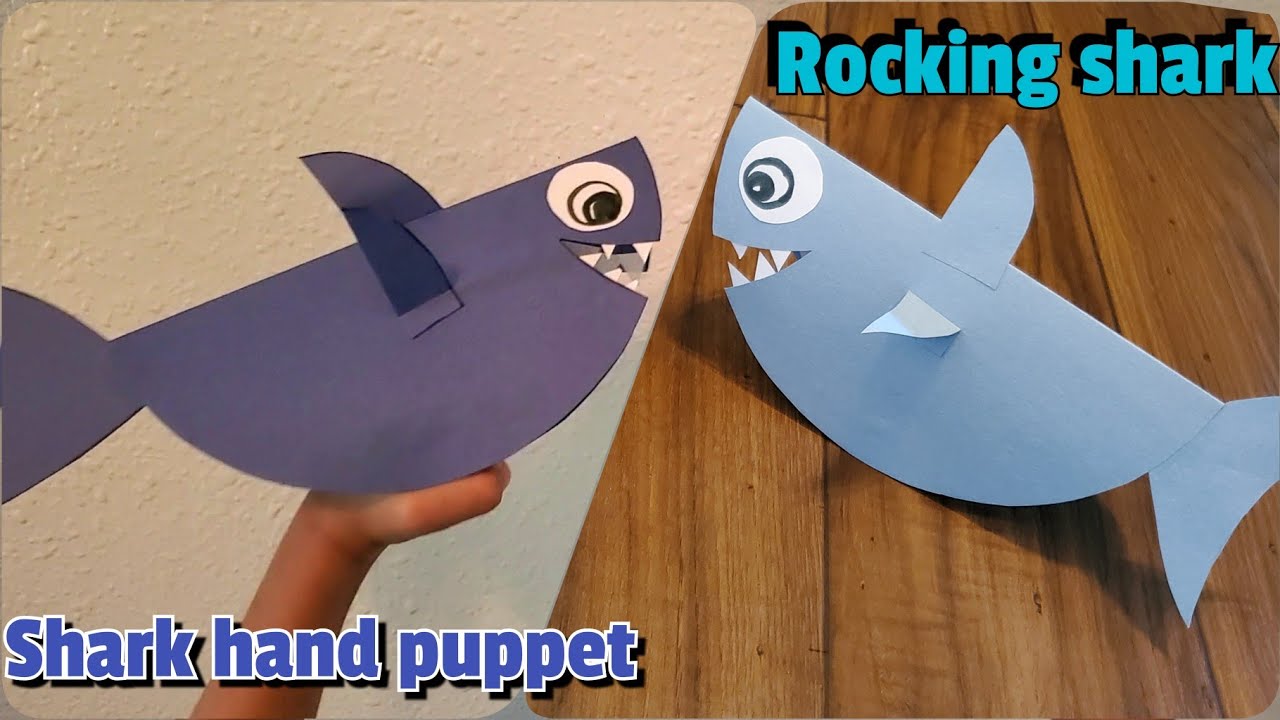 Rocking paper shark | Shark hand puppet | One paper shark with two ...