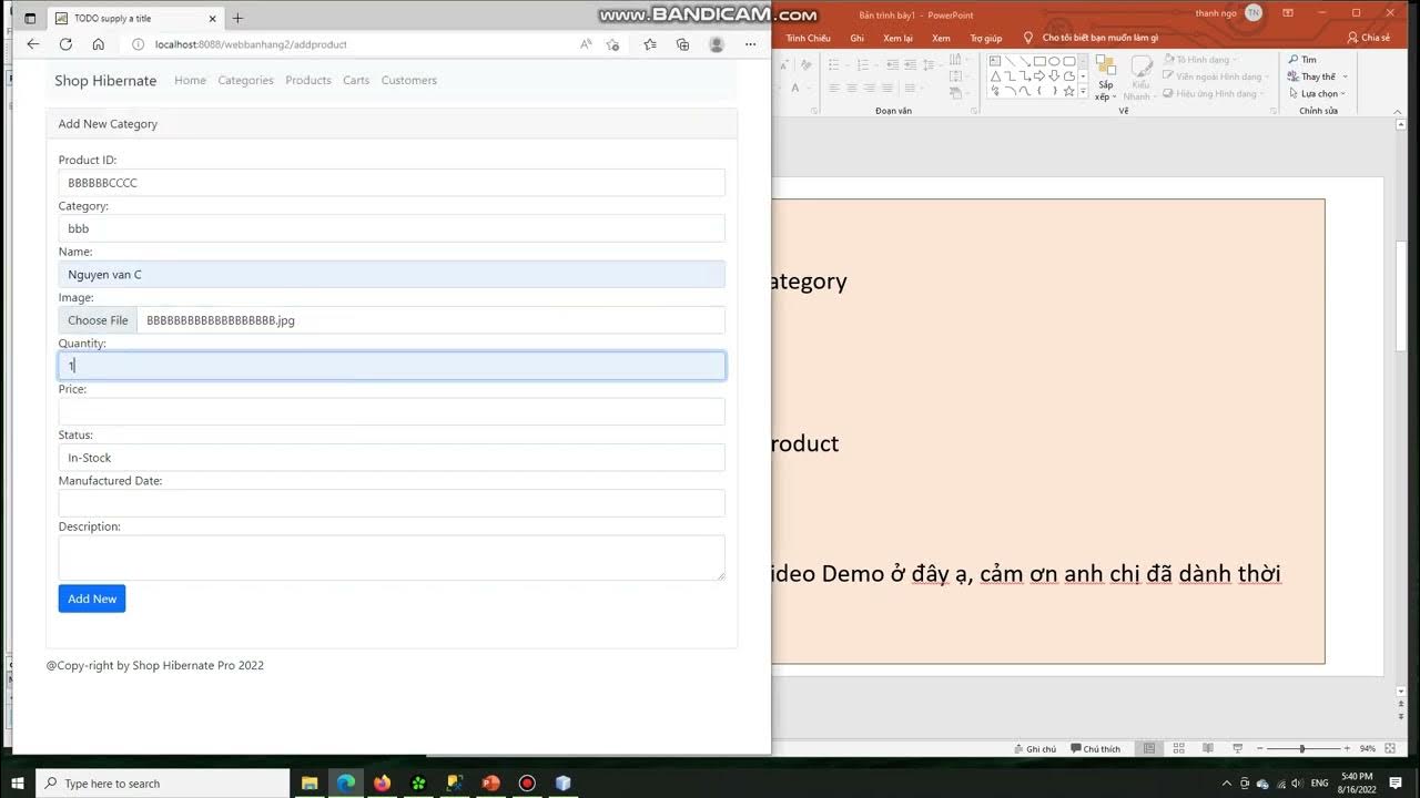 Demo 1 Ứng Dụng Nhỏ Công Nghệ JSP - Servlet - Hibernate - YouTube