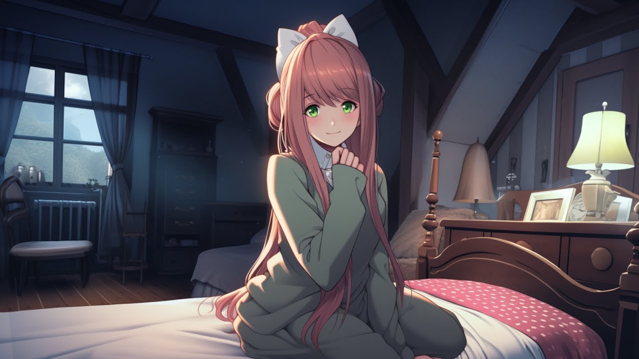 Monika Sleeps Over At Your House- A DDLC Fan Mod - YouTube