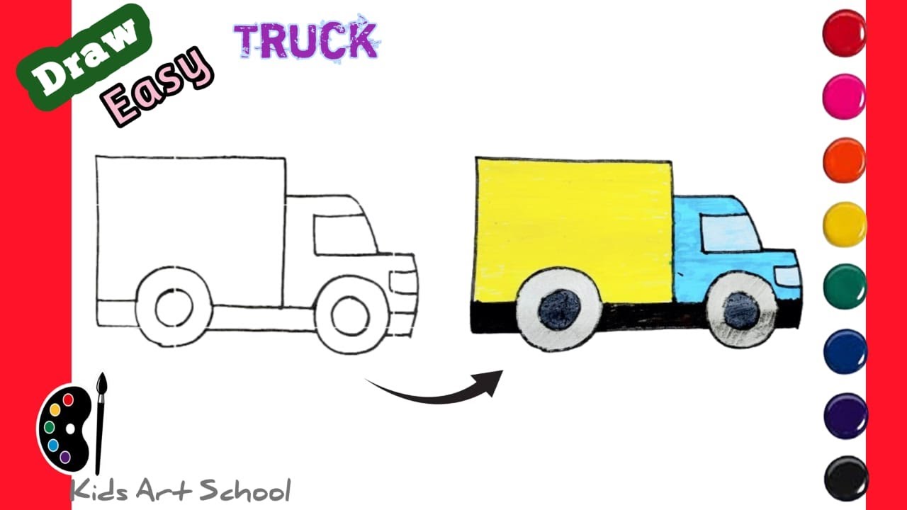 How to Draw Truck | Easy Truck Drawing for Kids| Land Transport Drawing ...