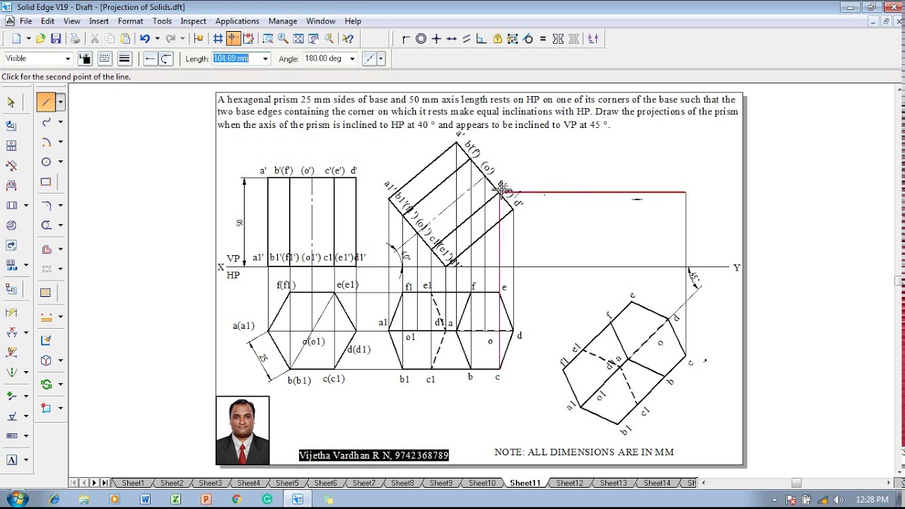 Example 11 on Projection of Solids - YouTube