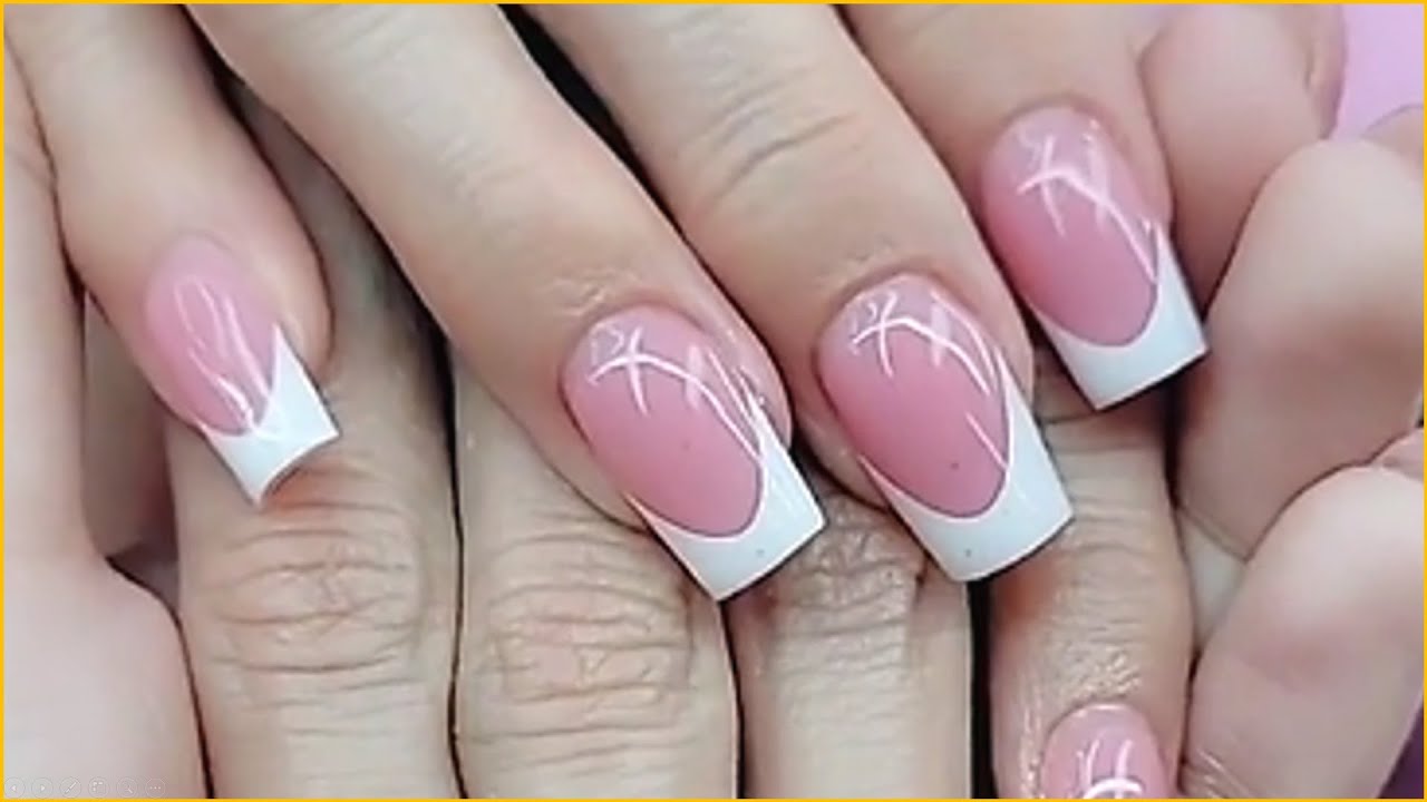 123go pre made full coverage gel nails in French alond style - Max ...