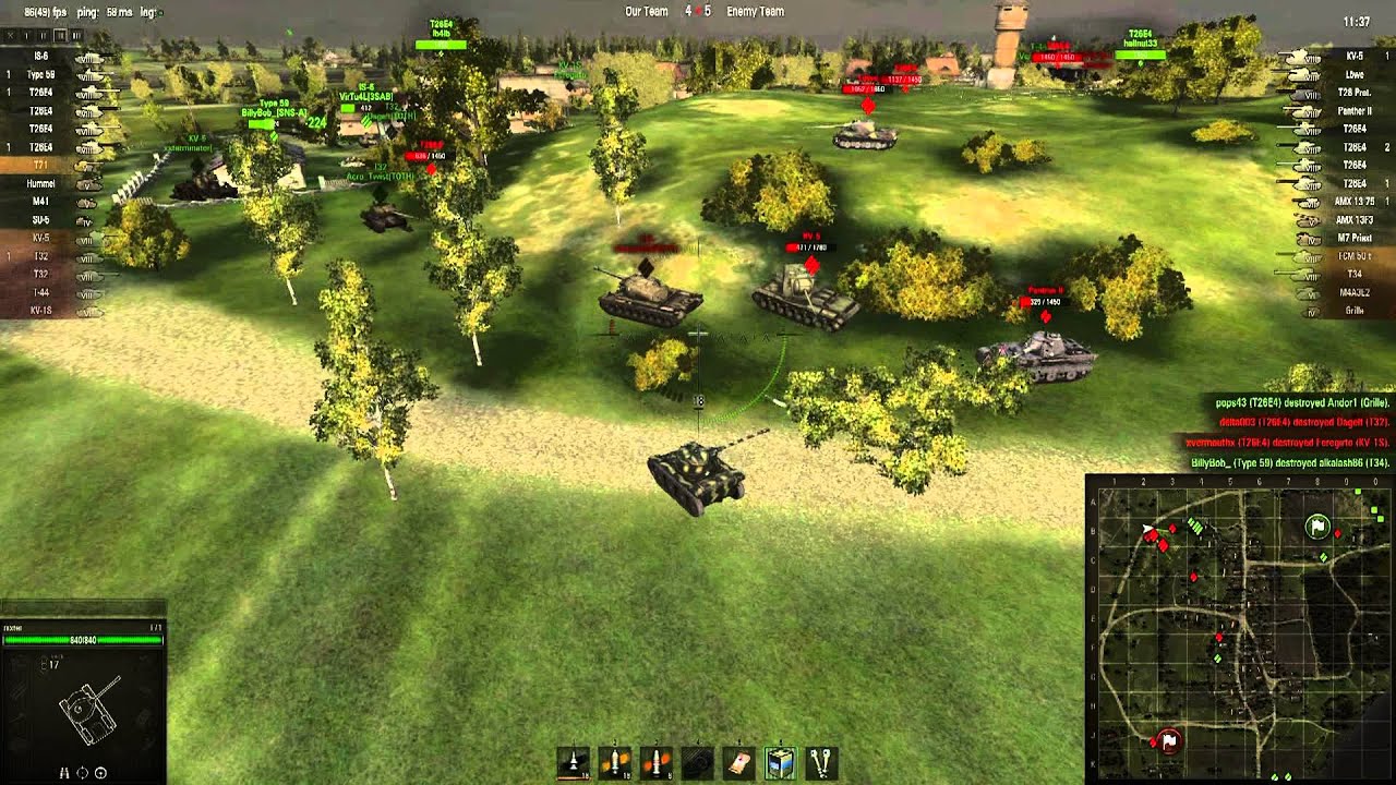 Murovanka Map, each side has 4 Super Pershings,T71 light tank game-play ...