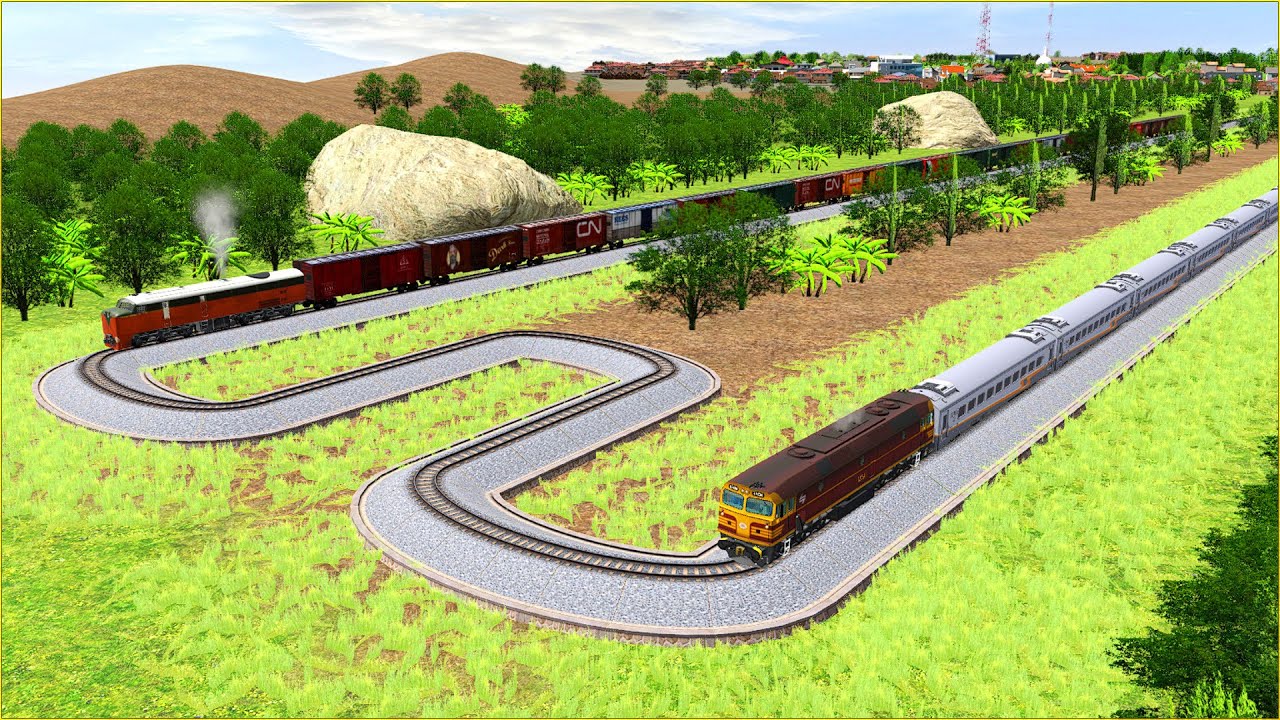 Trains vs Sharp Bends Railroad Tracks #1 | Trainz Simulator 2019 ...