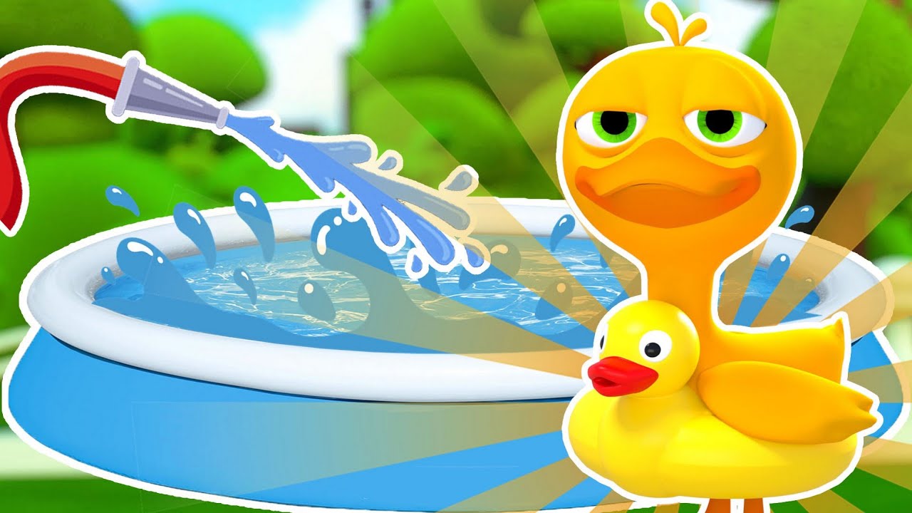 Children Jump into the Pool | Learning to Swim with Duck | Colorful ...