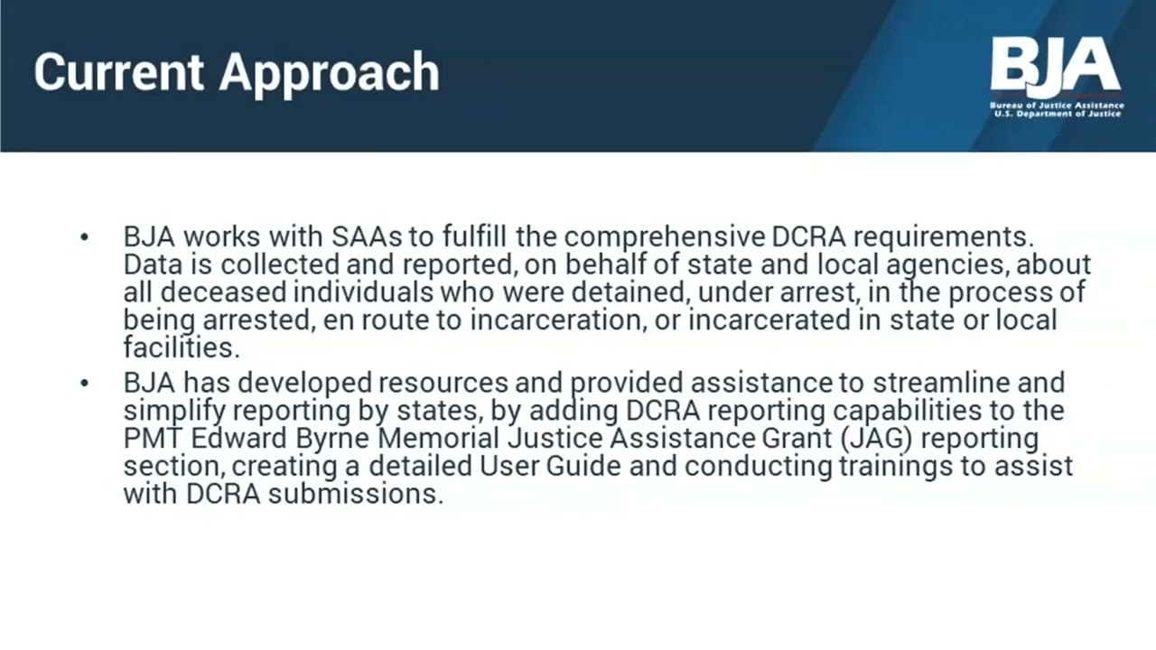 BJA Performance Reporting for the Death in Custody Reporting Act (DCRA ...