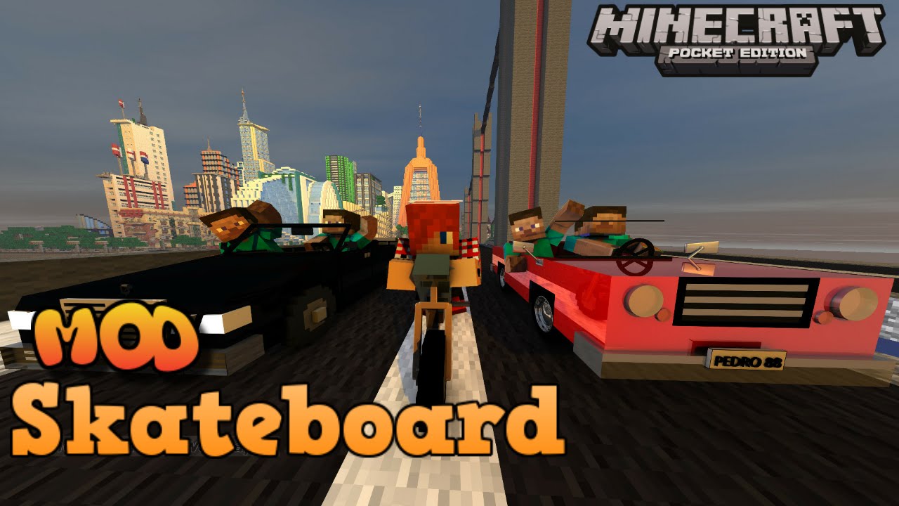 Mod - Skateboard | Para Minecraft PE 0.10.5/0.10.X - YouTube