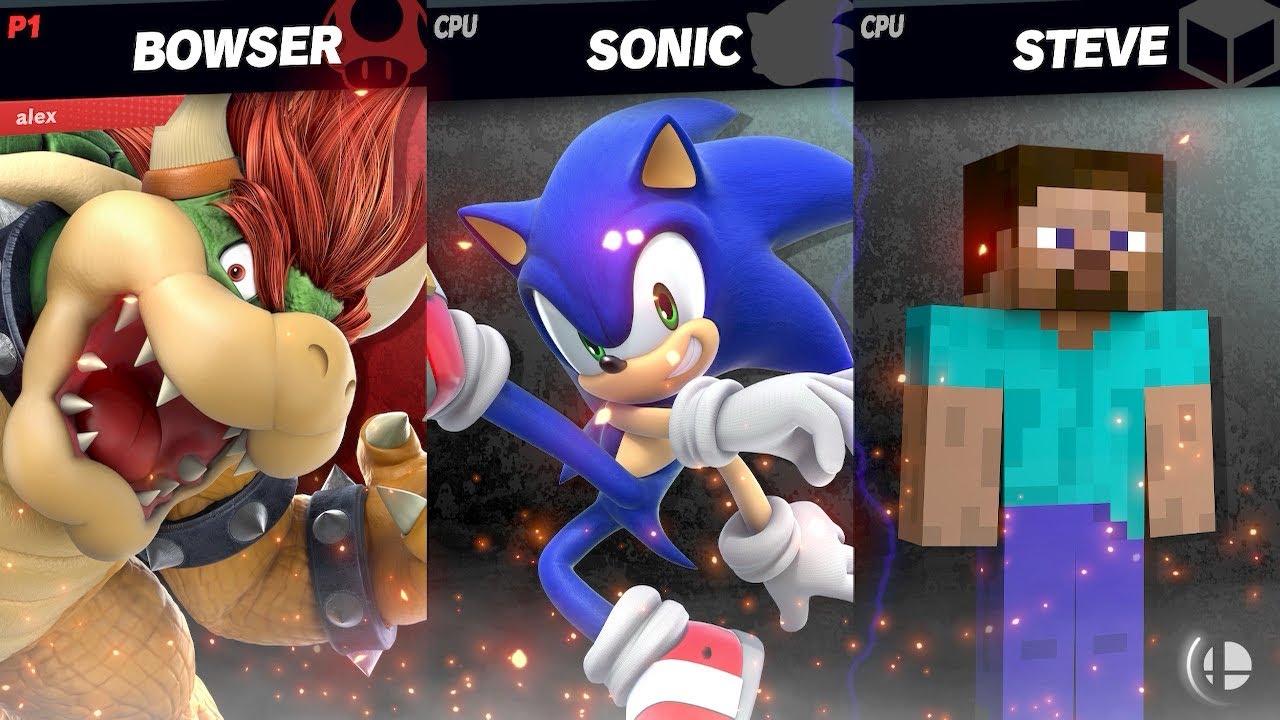 Super Smash Bros Ultimate- Bowser vs Sonic vs Steve - YouTube