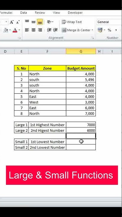 Large & Small function in excel - YouTube
