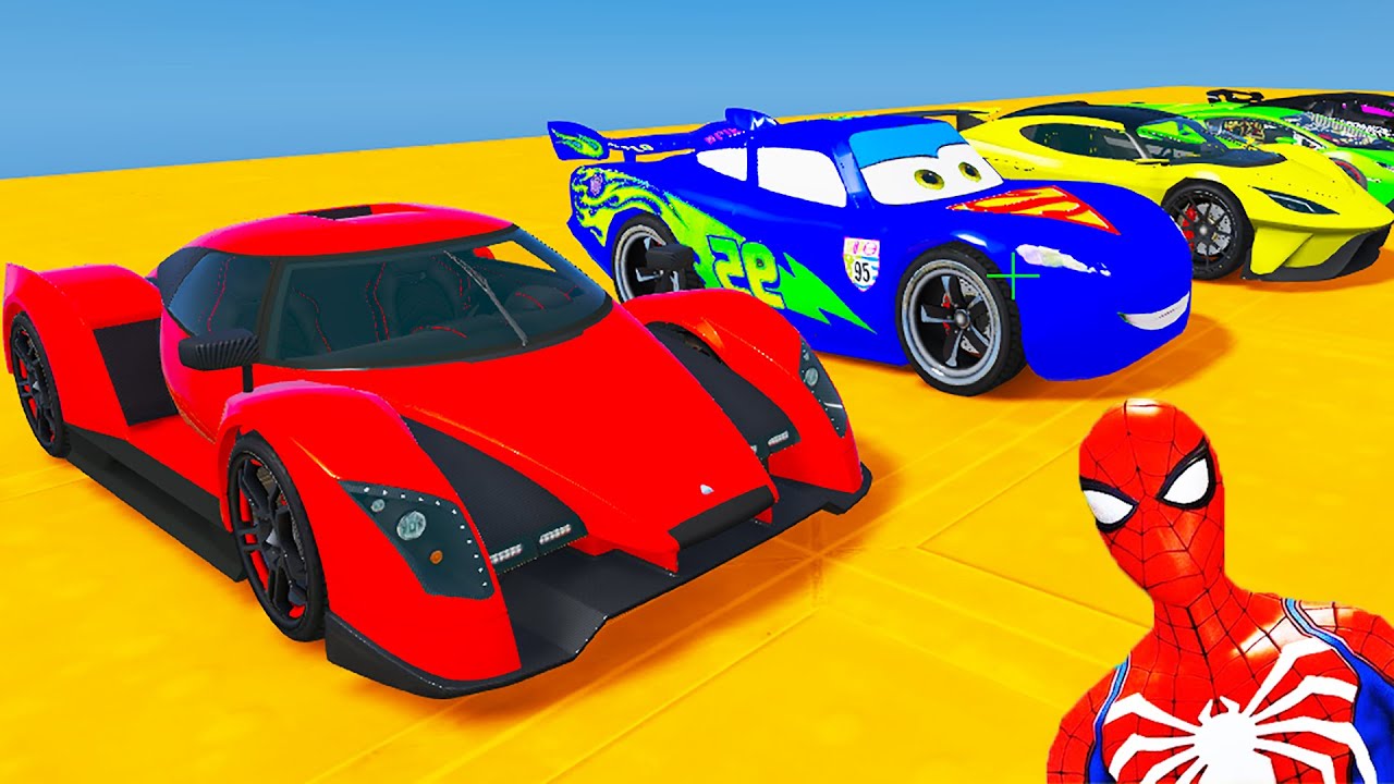 SPIDERMAN CARS Racing Challenge on MEGA Rampa ! TVH SUPERHERO HULK JEEP ...