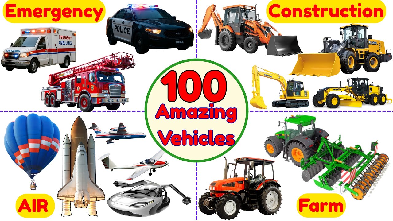 100 Vehicles for Kids 🚗 | Cars, Trucks, Airplanes & Farm Machines ...