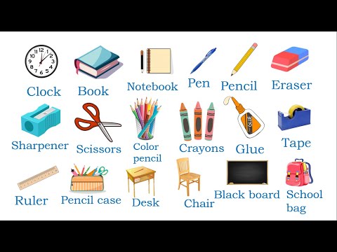 School supplies  and Classroom vocabulary.