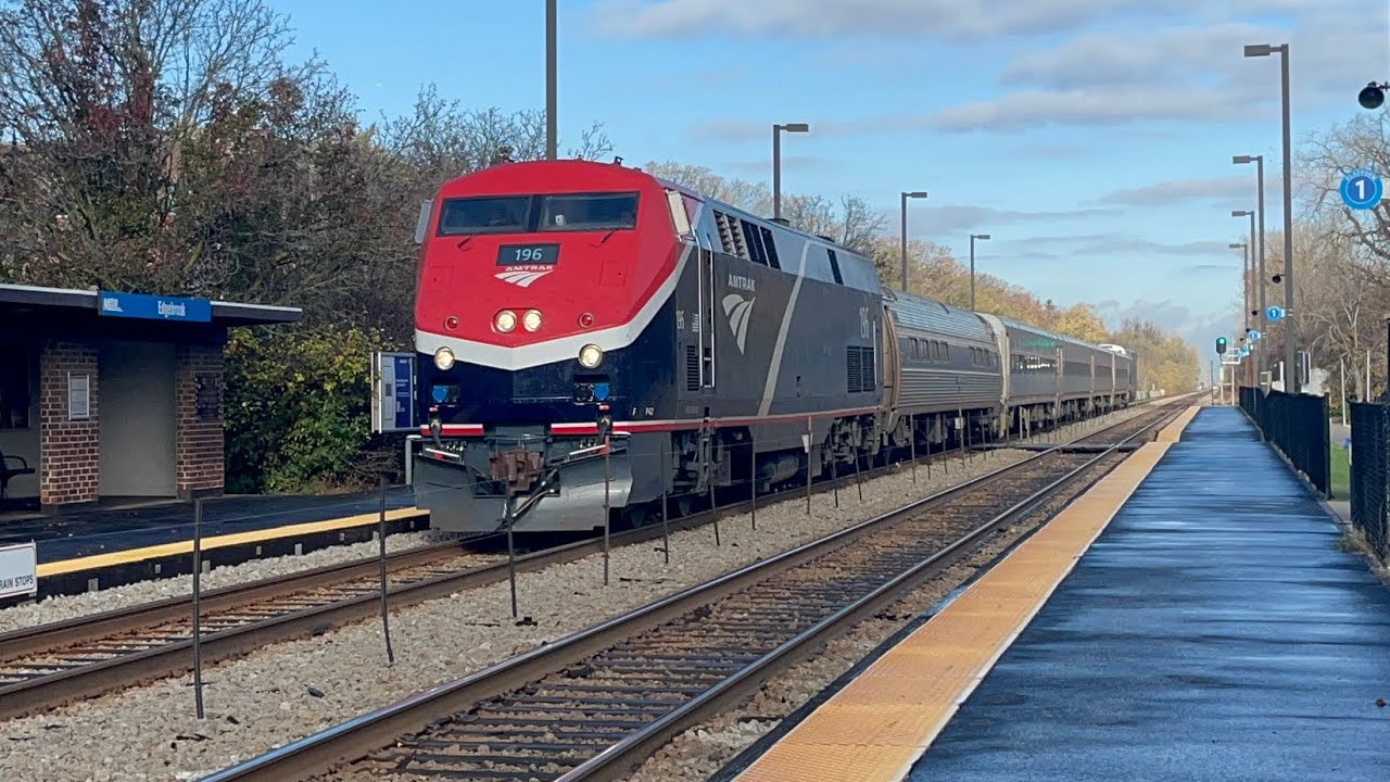 Amtrak 196 new phase 7 paint p42 leading a train at Edgebrook - YouTube