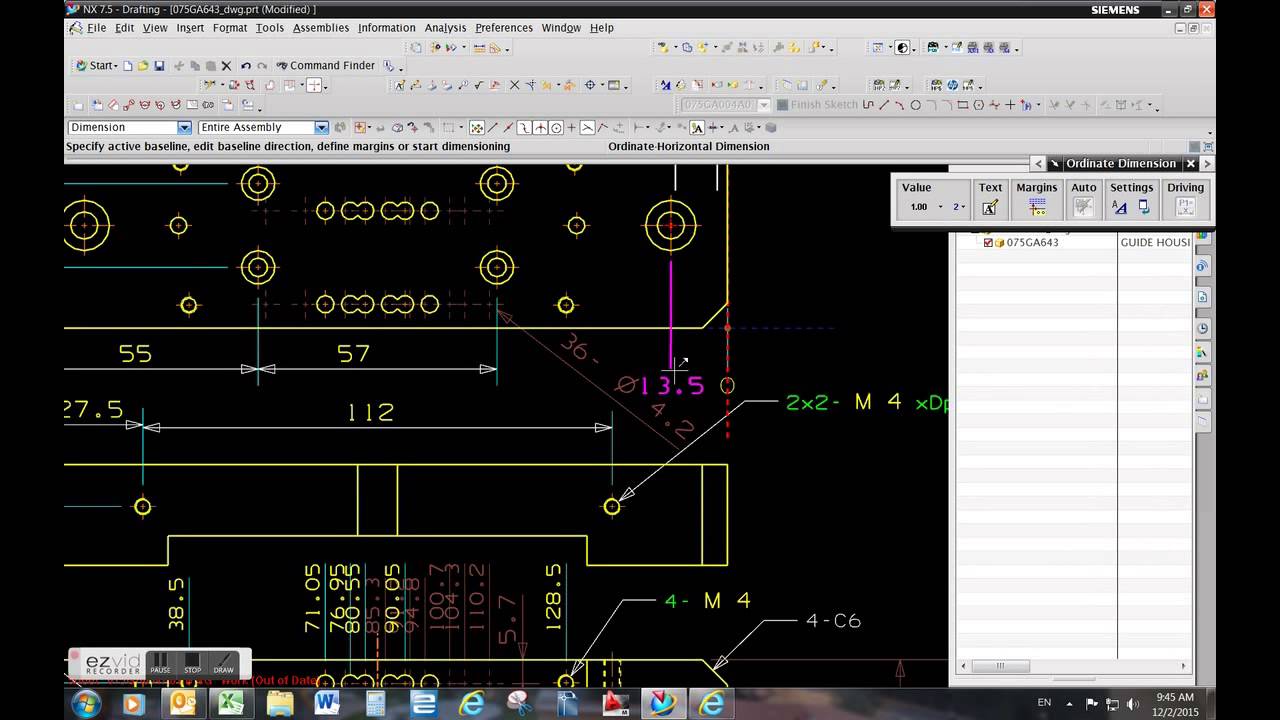 Configuring UG NX for ordinate dimensioning - YouTube