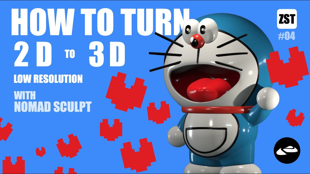 How to turn 2D to 3D sculpting with NOMAD SCULPT | Character-4 | low ...