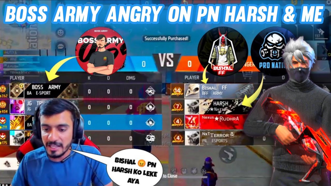 BOSS ARMY YT Angry On PN HARSH & ME 😡😡 - YouTube