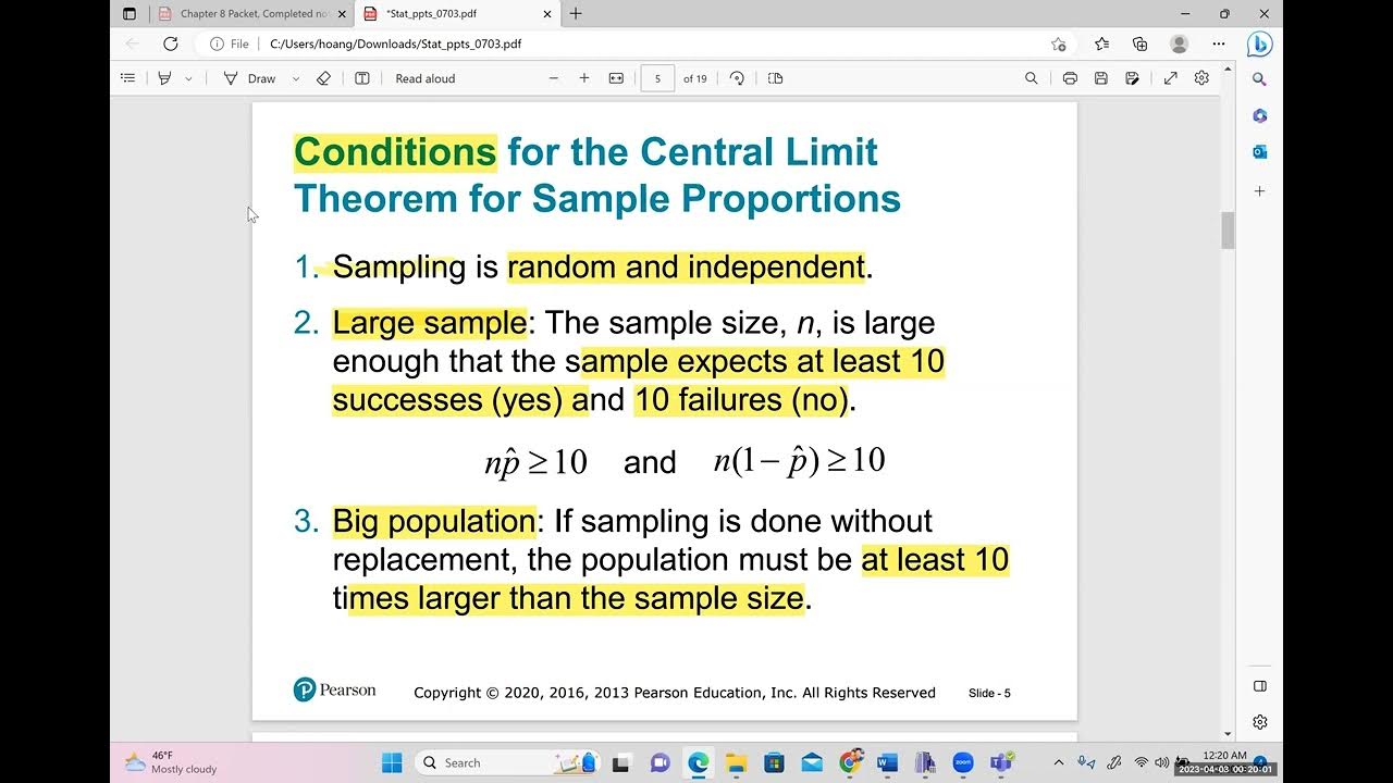 7.3 The Central Limit Theorem for Sample Proportions - YouTube