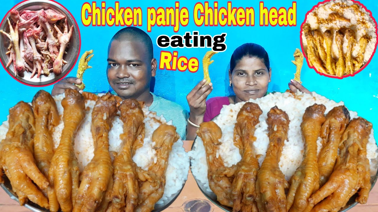 Chicken panje Chicken head cooking | Chicken panje curry rice eating ...