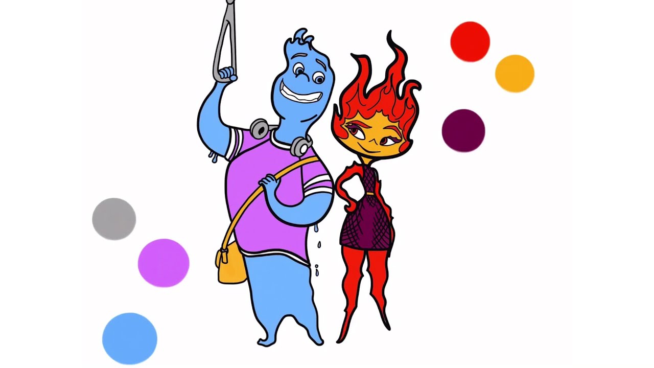 Draw Ember and Wade from Elemental | Fire and Water - YouTube