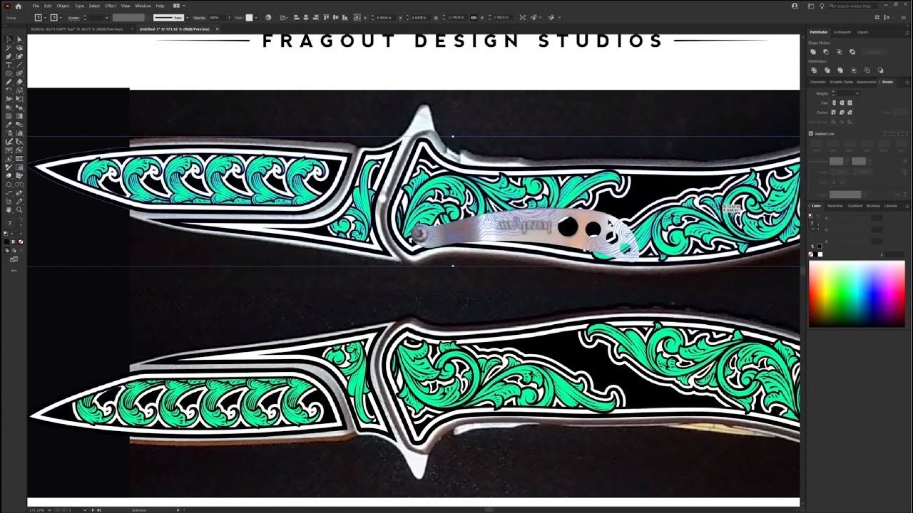 Kershaw Pocket Knife Hand Drawn Scroll Pattern Vector Design For Laser ...