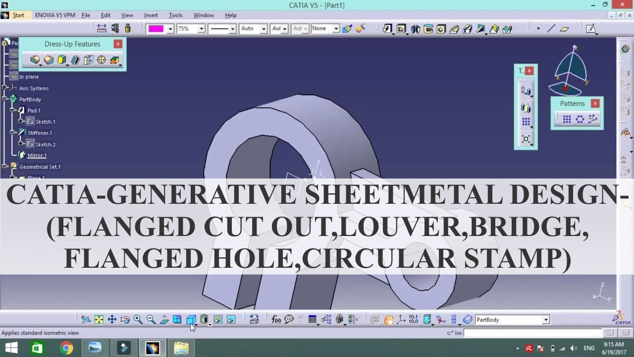 Catia - Generative Sheet metal Design - (Bridge, Flanged Hole, Circular ...