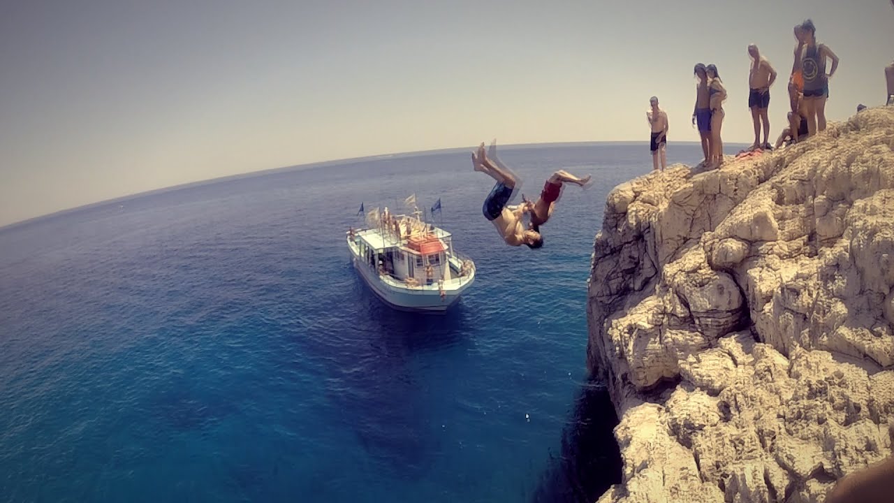 Awesome flips off Cavo Greco - Cyprus cliff jumping - YouTube