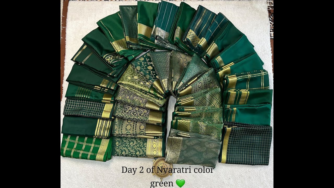 🇮🇳NAVARATRI 2ND DAY 💚 🍏 Mysore pure crepe silk Saree-2024#9148881693 ...