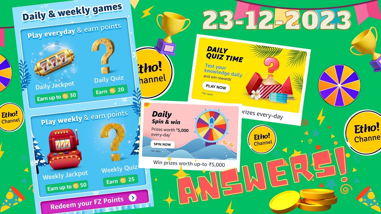 Amazon funzone quiz today | 23-12-2023 | Amazon funzone jackpot today ...