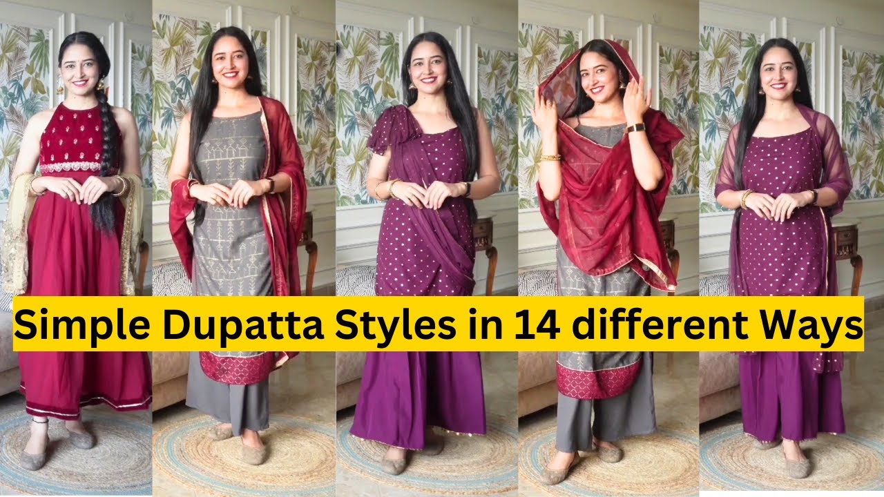 Simple Dupatta Styles in 14 different Ways | Being Fab With Priyanka ...