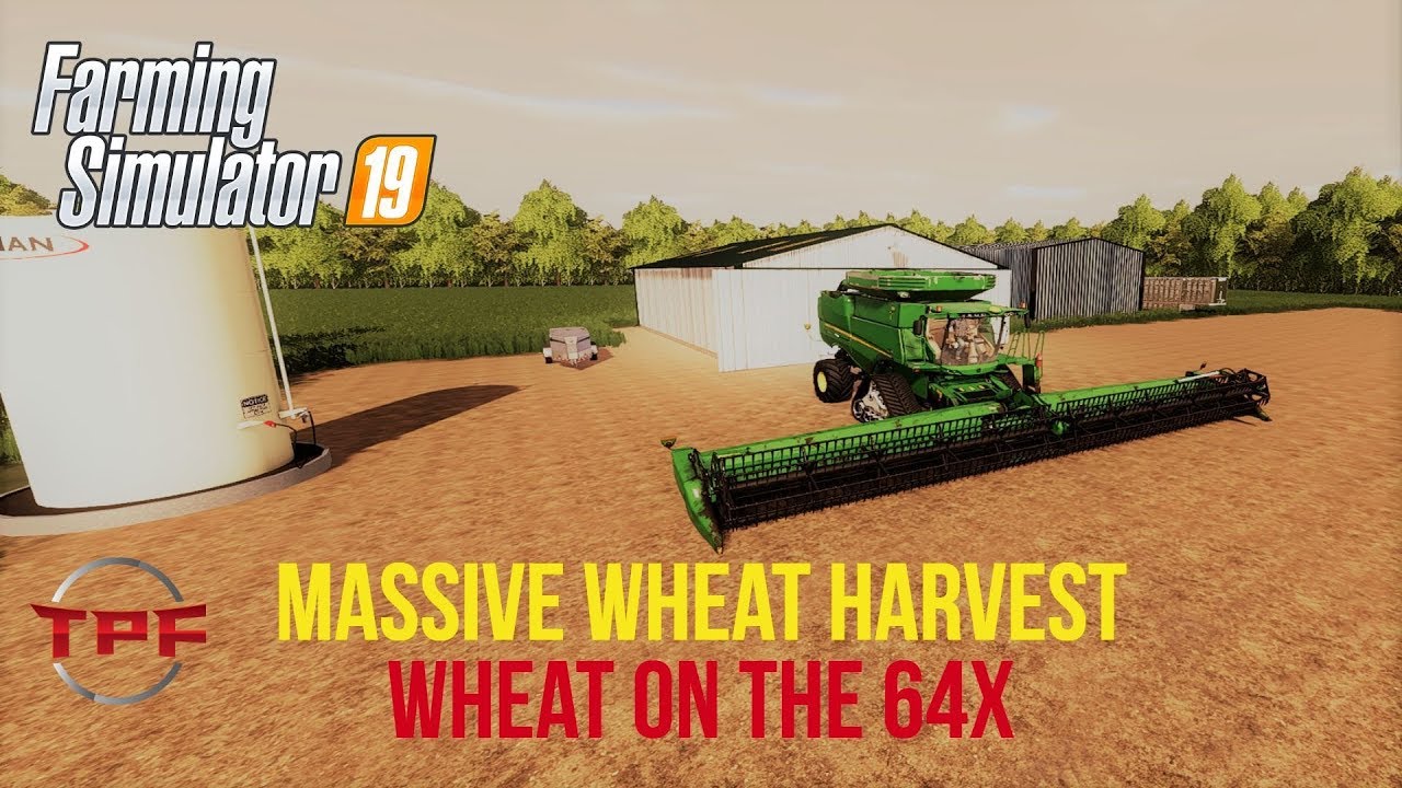 LIVE Farm Sim 19! Massive 64X Map WHEAT harvest!! Seasons on wahepton ...