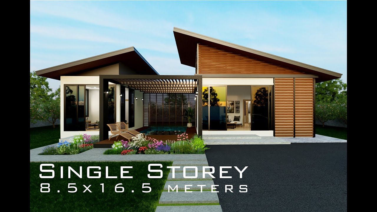 House Design 8.5x16.5 meters I Single Storey - YouTube