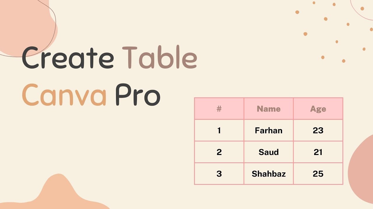 Design Custom Tables with Canva Pro #nanosoft - YouTube