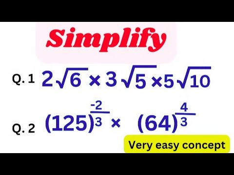 Simplify || simplification of the exponent || simplification of the square root - YouTube